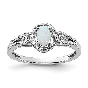 IceCarats 925 Sterling Silver Created Opal Diamond Ring October Birthstone Jewelry Size 8