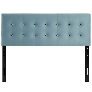 Modway Emily Queen Biscuit Tufted Performance Velvet Headboard, Light Blue