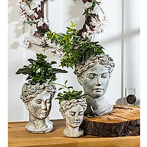 Abbott Collection 27-GODDESS-535-XS Xs Women Head Planter-6.5" H, 6.5 inches H, Grey