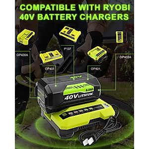 OP4026 6000mAh Replacement Battery Compatible with Ryobi 40V Lithium Battery OP4050A OP40601 OP4026A OP4040 OP4030 OP4050 OP4015 OP40261 OP40201 OP40301 OP40401 Cordless Power Tools(Green-2Pack)