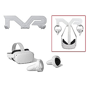 NIUVR VR Wall Mount Storage Stand Hook for Quest 2 Quest Rift-S HP Reverb G2 HTC Vive Vive Pro Cosmos Elite PS VR2 Valve Index, Playstation VR, VR Headset and Controllers Holder(White)
