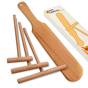 Mutochy Crepe Spreader and Spatula Kit,Professional Crepe Pan Maker Tools,Soft and Flexible to Fit Any Crepe Pan Maker,Crepes Spreader Set,Crepe Spatula Set,Crêpe Spatula,Wood Crepe Utensils (12“)