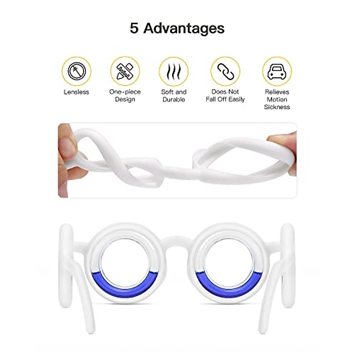 NEOISM Anti Motion Sickness Glasses Relieve Carsickness Airsickness Seasickness Glasses Ultra Light Portable Nausea Relief Glasses for Sport Travel No Lens Liquid Glasses for Adults or Kids