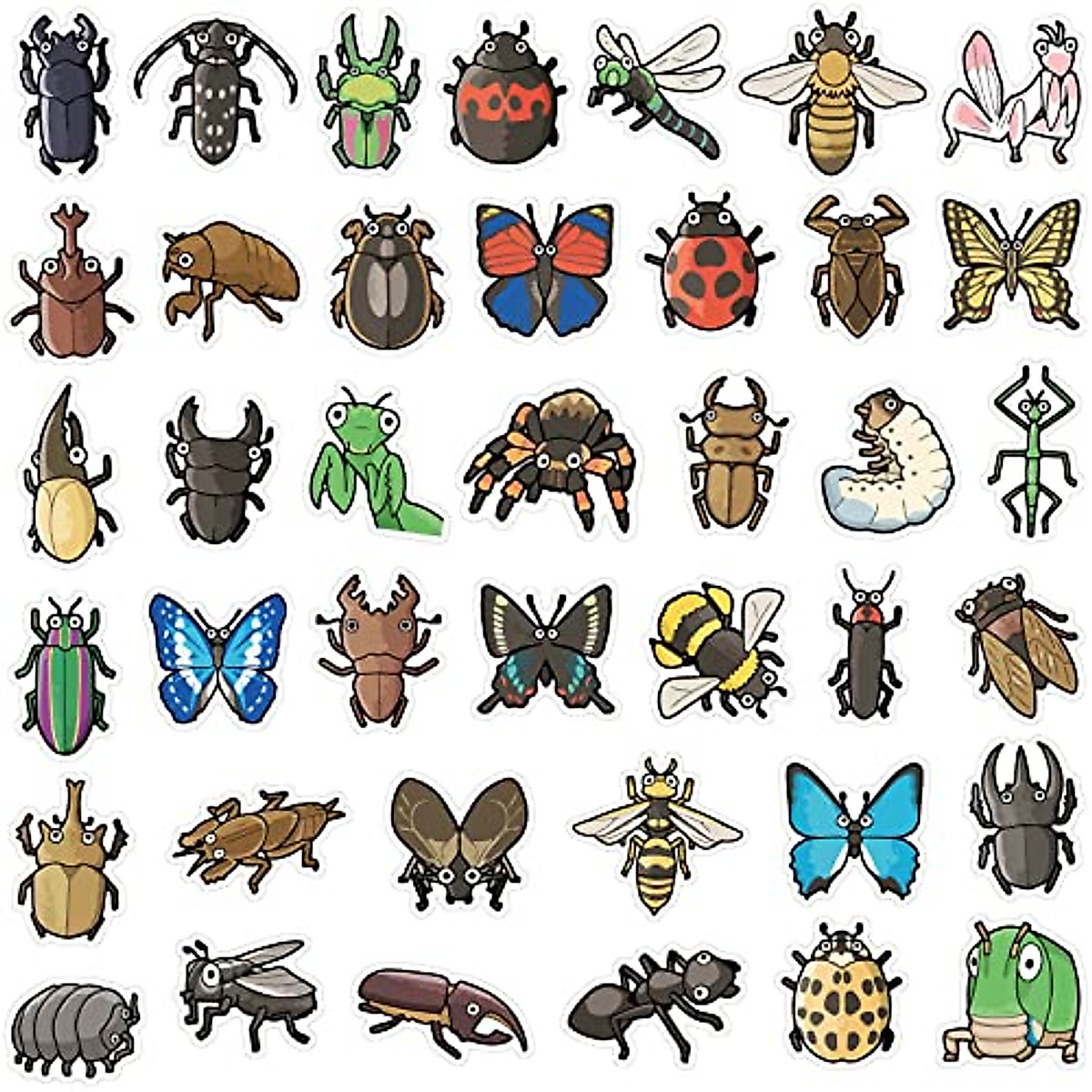 Realistic Bug Stickers for Kids, 40PCS/Pack Aesthetic Ladybug Stickers Vinyl Waterproof Insect Stickers for Water Bottles Laptop Skateboard Scrapbooking Computer Phone