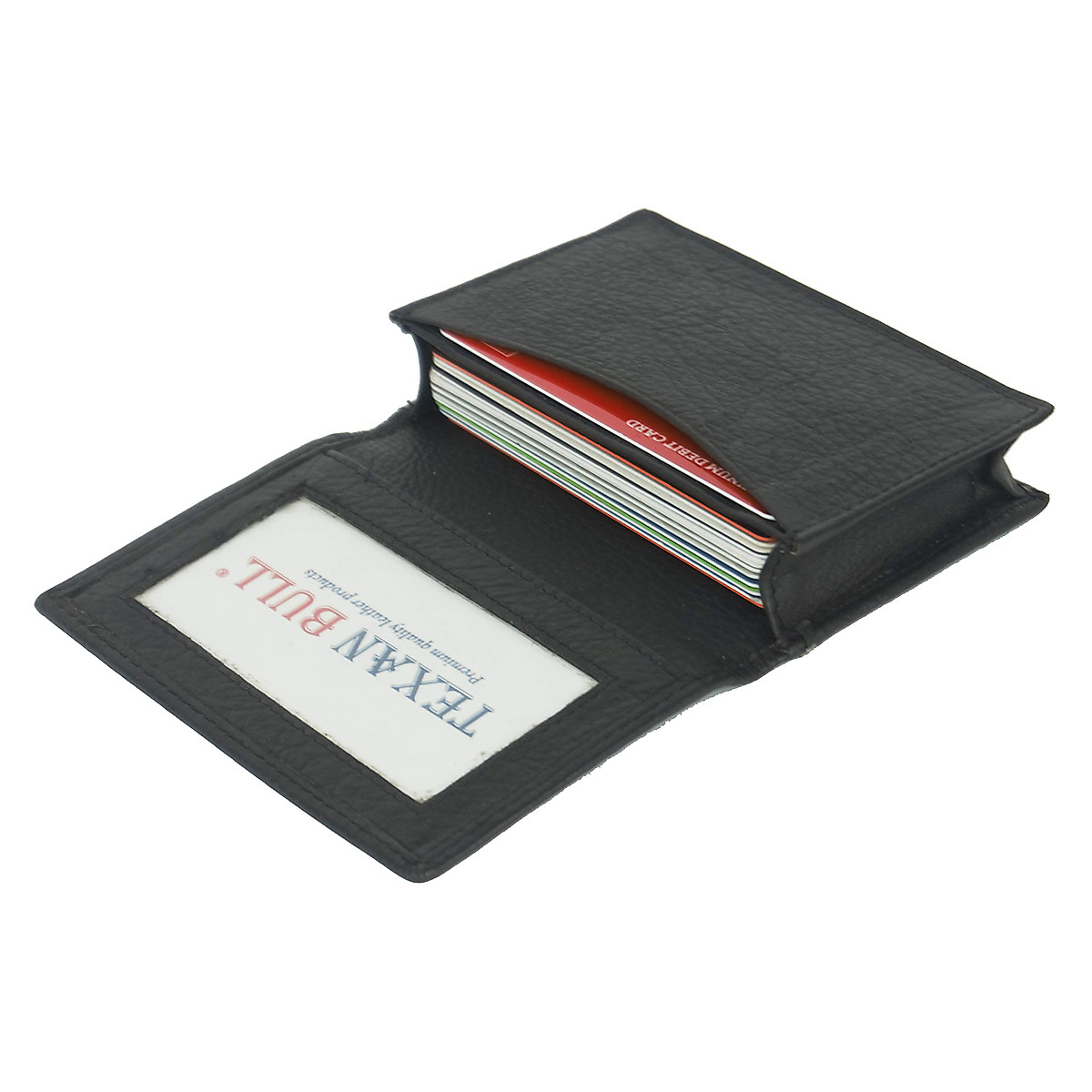 Texan Bull Credit Card Holder RFID Signal Blocking Unisex Slim Bifold Business Card Organizer Wallet (Black)