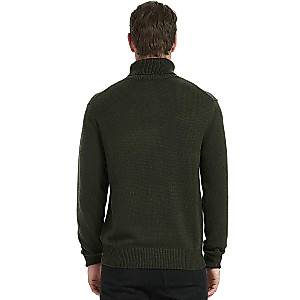 Kallspin Men's Turtle Neck Sweaters Wool Blended Mid-Weight Long Sleeve High Neck Pullover Sweaters(Dark Green,4X-Large)