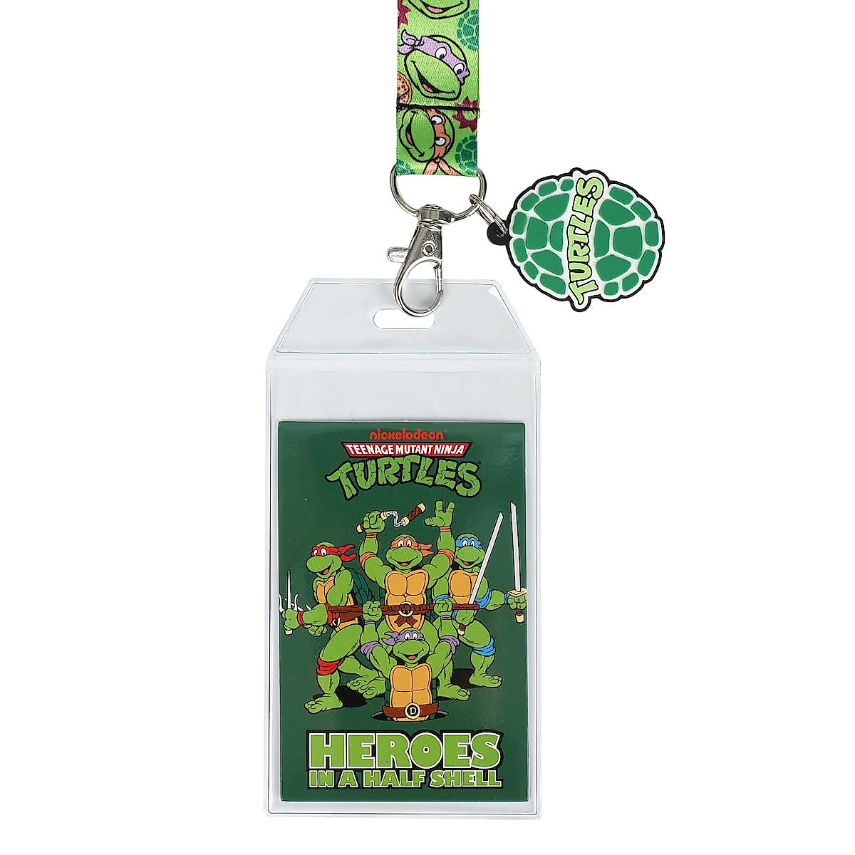 Bioworld Teenage Mutant Ninja Turtles Heroes in a Halfshell 22-Inch Lanyard With Shell Charm and Clear ID Sleeve