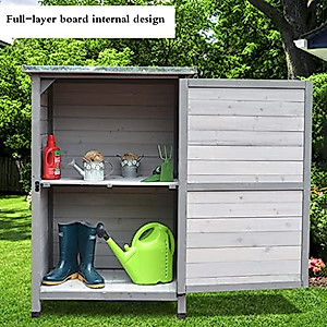 Wood Tool Cabinet Storage Cabinet Outdoor Rainproof Sunscreen Garden Patio Cabinet Garden Balcony Entrance Door Indoor Solid
