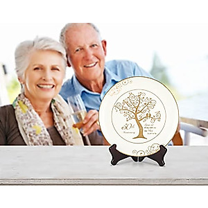 Urllinz 50th Anniversary Plates with 24k Gold Foil-50th Anniversary Wedding Gifts for Parents Couples,Valentine's Day Gifts, 50 Year Golden Wedding Gifts,Porcelain Plate for Her Him with Stand 9 Inch