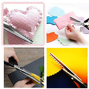 Serrated Scalloped Edge Pinking Shears, Multifunction Stainless Steel Shears Tailor Scissors, Professional Zig-Zag Cut Scissors, Sewing Craft Cut Paper Clothing Fabric for Home (10mm, Scalloped)