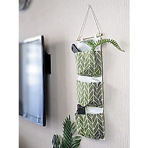 SAMZAREULO Wall Closet Hanging Storage Bag, 3 Remote Size Pocket Over Door Hanging Storage Bags