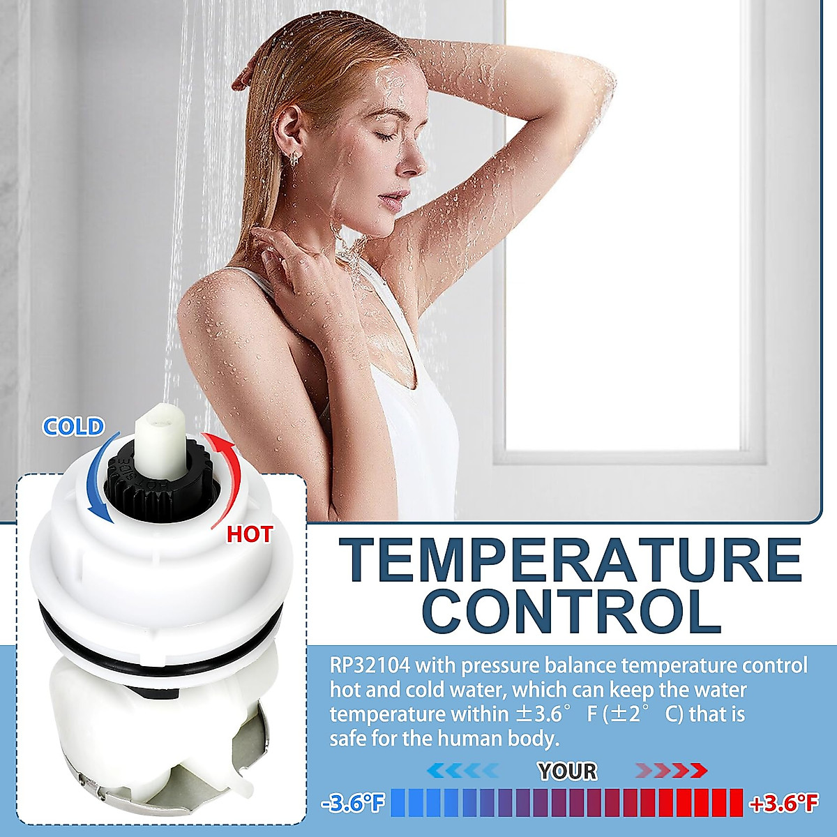 RP32104 Shower Cartridge, Compatible with Delta Monitor 1700 series(1998-2005) Showers, Easy to Install rp32104 Cartridge Replacement, Including the RP32104 Cartridge and Parts