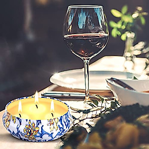 Hausware Citronella Candles Outdoor & Indoor, 4x5oz 3-Wick Scented Candles Gifts Set,Natural Soy Wax Portable Travel Tin Gift Set for Home Garden Patio Balcony Decorative