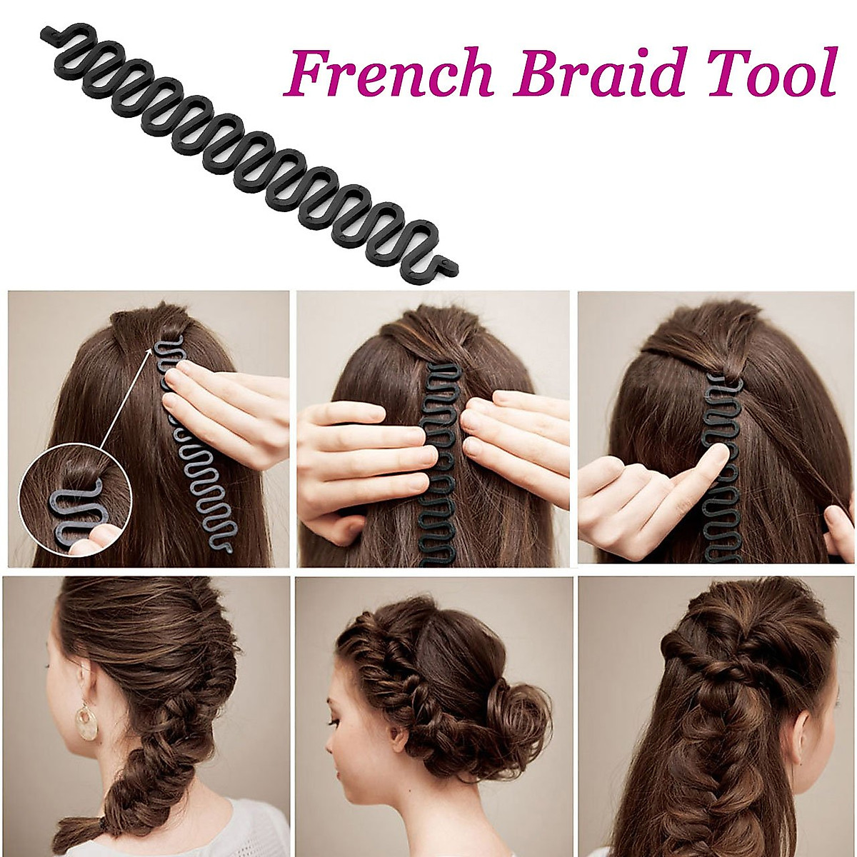 CCbeauty Hair Styling Accessories Ponytail Hair Twist Tool Magic French Braid Tool/Bump Up Volume Hair Inserts/Topsy Tail Kit/Bun Maker/Hair Comb for Women Girls