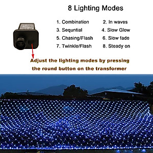 OYCBUZO 300LED Blue Net Lights,14.8ftx5ft 8 Modes Connectable Christmas Mesh Lights, Indoor and Outdoor Fairy String Lights Plug in for Halloween Thanksgiving Bushes Tree Party Garden - Blue