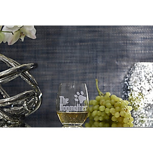 Lushy Wino – The Dog Mother – Cute, Novelty Etched Stemless 18-Ounce Wine Glass with Funny Sayings in Gift Box