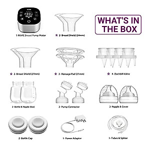 IKARE Hospital Grade Double Electric Breast Pumps Free-Style, 6 Modes & 150 Levels & 3 Size Flanges, Touchscreen LED Display, Pain Free Portable Breast Pump for Travel & Home, Super Quiet