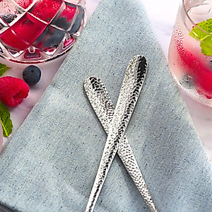 Hudson Essentials Hammered Iced Tea Spoons, 18/10 Stainless Steel Long Handle Spoons for Stirring Cocktails, Tea, Coffee, Set of 6 - Bergamo
