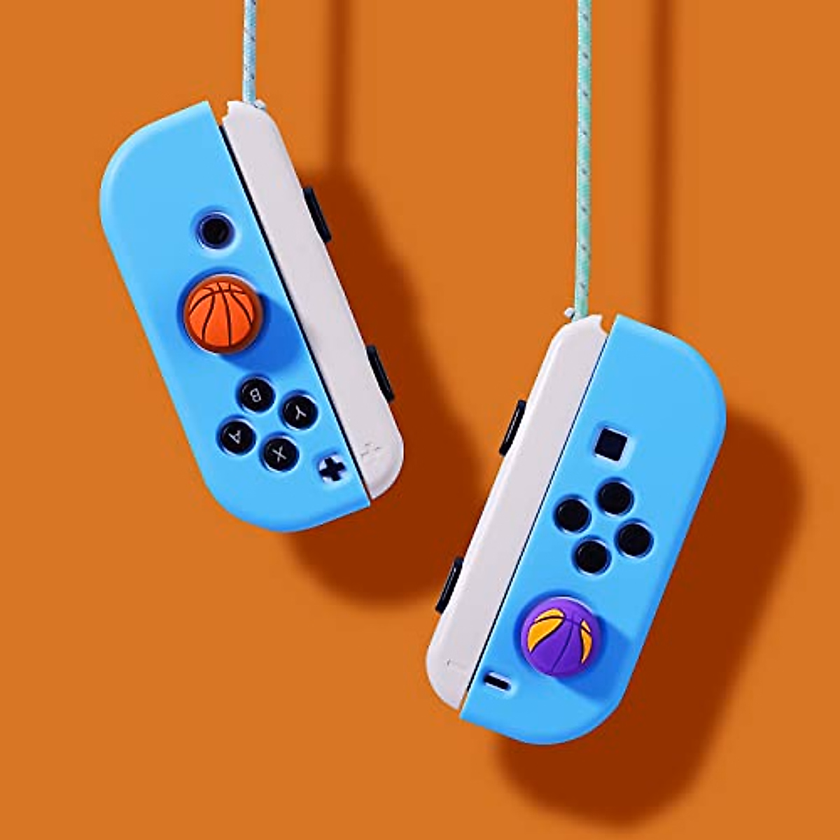 JINGDU Thumb Grip Caps for Nintendo Switch Joy-Con, Cute Silicone Joystick Cap Covers Accessories Compatible with Nintendo Switch/OLED/Lite Joycon, 4PCS Basketball