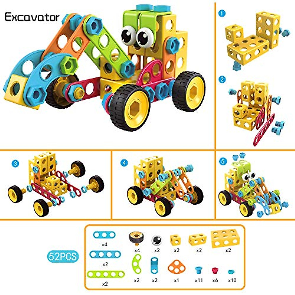 Contixo ST3 Kids Toys - 223 PCs 3D Building Blocks STEM Construction Playboards Creativity, Imagination, Recreational, Educational for Children Toddler, 3+ Year Old Boys and Girls