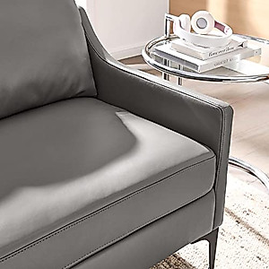 Modway Corland Modern Style Leather and Metal Loveseat in Gray