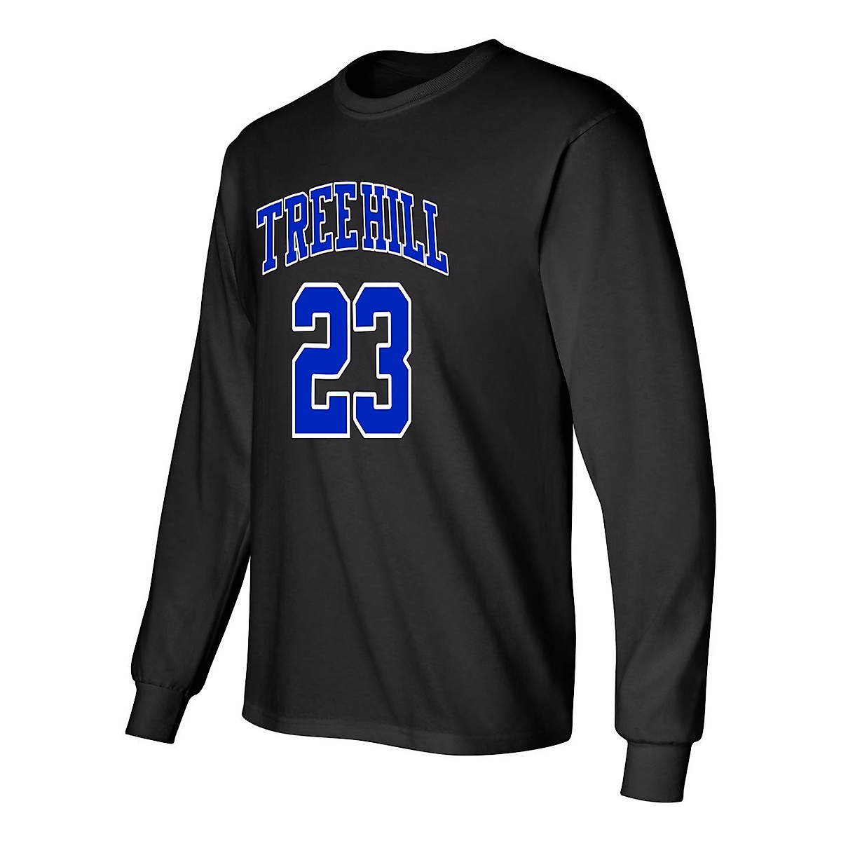 Basketball Movie #23 Nathan Scott One Tree Hill Ravens Jersey Style Men's Long Sleeve T Shirt (Black,2XL)