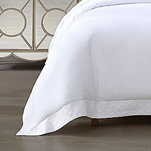 Hotel Collection Hira Sateen Duvet Cover Set, 100% Long Staple Certified Giza Egyptian Cotton, Cool, Breathable, Natural, Sustainable, Diamond Embroidery, Duvet Cover & 2 Shams (White, King/Cal King)