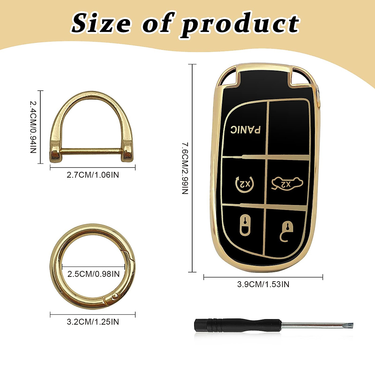 RBOKO for Jeep Key Fob Cover Keychain Soft Full Protection Key Case Shell, Car Accessories for Man,Girls, Women, Compatible with Jeep Smart Key 3 4 5 Buttons Protector(Black)