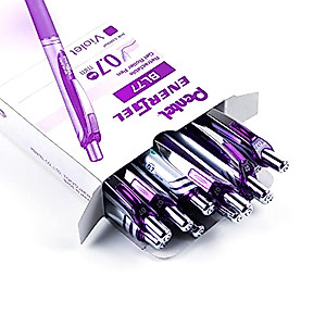 Pentel EnerGel XM BL77 - Retractable Liquid Gel Ink Pen - 0.7mm - 54% Recycled - Purple - Box of 12