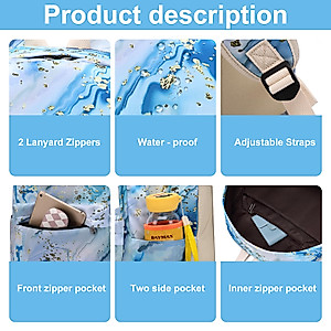 Bluboon Teen Girls School Backpack Kids Bookbag Set with Lunch Box Pencil Case Travel Laptop Backpack Casual Daypacks (Blue-white)