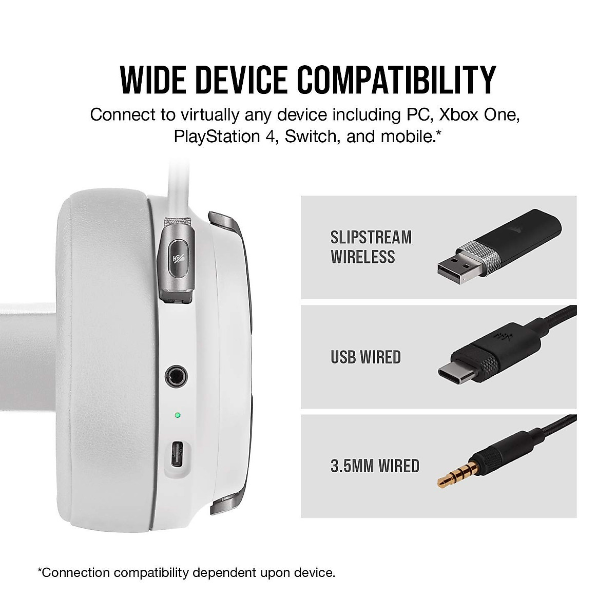 CORSAIR Virtuoso RGB Wireless High-Fidelity Gaming Headset, White, CA-9011186-NA (Renewed)