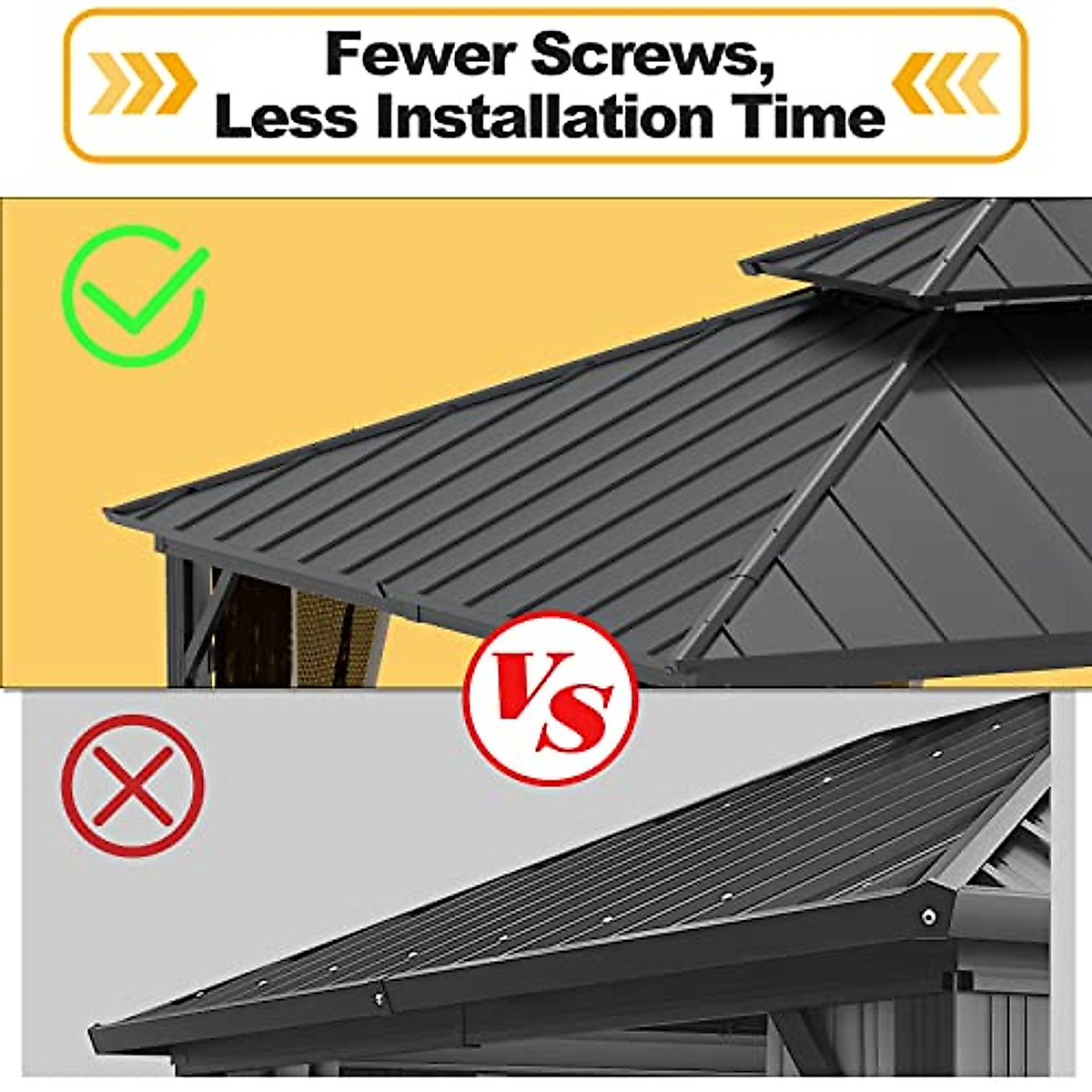 OLILAWN Gazebo 12x16, Outdoor Hardtop Gazebo with Large Aluminum Frame, Galvanized Steel Double Top Gazebo with Ventilation, All-Weather Metal Gazebo with Mosquito Nettings, for Patios Gardens Lawns