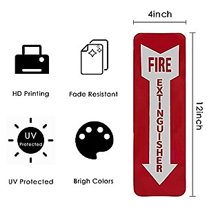 Fire Extinguisher Sign, 4 Pack Of Fire Extinguisher Sticker, Glow In The Dark 18 Mil Thick Durable - Weatherproof Self Adhesive Photoluminescent And UV Protected Safety Signs red