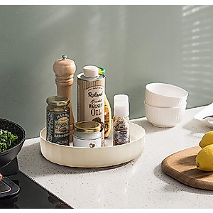Lazy Susan Cabinet Organizer 10 Inch,Non-Skid Kitchen Island Turntable,Countertop Bathroom Kitchen Under-Sink Organizer Bins for Counter Spice Rack Storage 1 Pack (White)