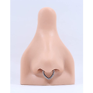 FANSING 316L Surgical Steel Septum Jewelry 16g Septum Rings for Women Teardrop Septum Clicker Silver Septum Ring 16 Gauge 8mm Beaded Daith Piercing Jewelry Triangle Septum Ring