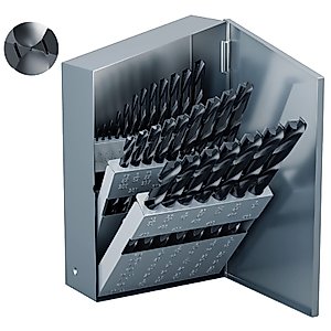 MACXCOIP TiAIN Coating Cobalt Drill Bit Set, Multifacet Tip 29Pcs M35 Jobber Drill Bit Kit for Hardened Metal, Stainless Steel, Cast Iron and Soft Materials, with Metal Index Storage Box, 1/16"-1/2"