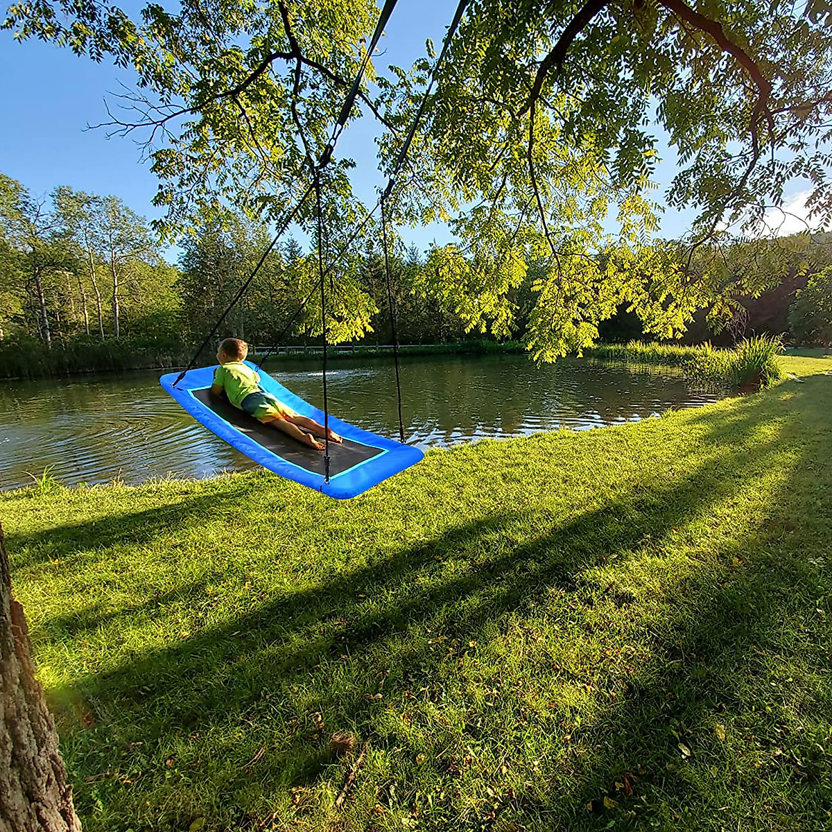 Trekassy 700lb Giant 60" Skycurve Platform Tree Swing for Kids and Adults with 2 Hanging Straps-Blue
