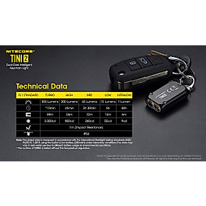 Nitecore TINI 2 Ultra Compact Keychain Flashlight, 500 Lumen USB-C Rechargeable with Digital Display (Black)