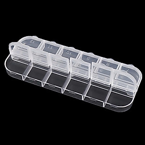 Pokinge 12 Grid Clear Plastic Jewelry Box Organizer 5Pcs Clear Bead Storage Box for Jewelry, Nails, Art DIY, Craft Storage, Glitters Collection