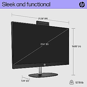 HP 23.8 inch All-in-One Desktop PC, FHD Display, AMD Ryzen 5 7520U, 16 GB RAM, 1 TB SSD, AMD Radeon Graphics, Windows 11 Home, 24-cr0040 (2023)