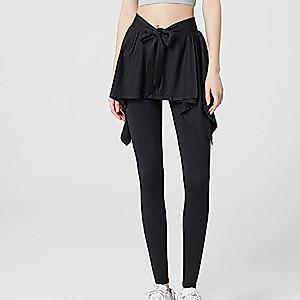 SMIDOW Pants Deals of The Day mesh Leggings for Women Women Plus Size Novel 2 in 1 Pants High Waisted Leggings Tennis Pickleball Clothing Activewear Crossover Yoga Pants Black XL