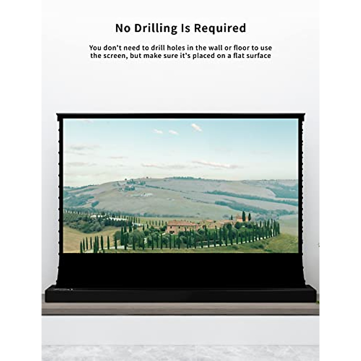 VIVIDSTORM-Projector Screen S 110 inch Portable Folding Stand Indoor Tension Floor Screen 4k HD White Cinema, 4K/3D/UHD Gaming/Home Cinema,Compatible with Normally Projector,VSDSTW110H