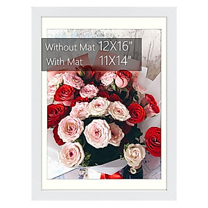 Golden State Art, 12x16 Picture Frame with Mat for 11x14 Picture or 12x16 Inch Without Mat, Wall Mounting (White, 1 Pack)