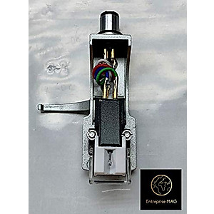 Cartridge, Stylus Needle and Silver Headshell with mounting bolts for Technics SLD3, SLD303, SLD33, SLD3K, SLD5, SLQ2, SLB303, SLH302, SL1000, SL1100, SL120, SL1650, SL1900, SL1950, SL2000, SL3310