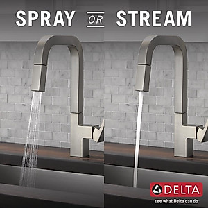 Delta Faucet Brushed Nickel Kitchen Faucet with Pull Down Sprayer, ADA Compliant, Dual Function Wand, Magnetic Docking Spray Head, Spotshield Stainless Steel, 19825LF-SP