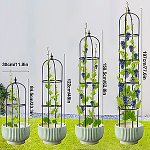Garden Trellis for Climbing Plants, Tower Obelisk Garden Trellis 6.5ft Tall Plant Support Vine Supports Plant Tower for Climbing Vines and Flowers Stands 2 Pack