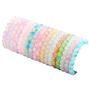 SAMOCO 18Pcs 8mm Beaded Stretch Bracelet Handmade Round Glass Bracelet for Women Multicolor Matte Beads Elastic Bracelet