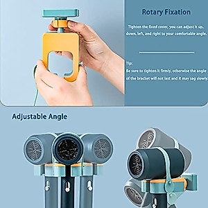 Rotatable Universal Hands Free Hair Dryer Holder Wall Mounted,Blow Dryer Holder Wall Mounted,Hair Dryer Stand Holder Hands Free for Women, Save Space & Easy to Install on Bathroom Bedroom