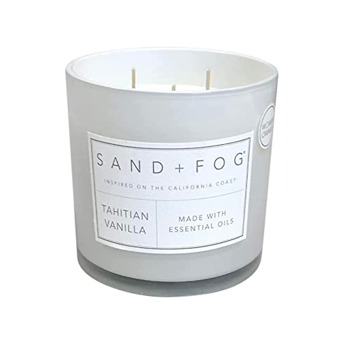 Sand + Fog Tahitian Vanilla Scented Candle, Large Triple Wick, 25 Oz (White)