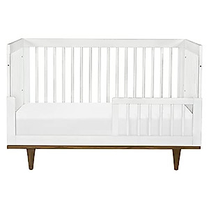 DaVinci Marley 3-in-1 Convertible Crib in White Finish and Walnut Legs, Greenguard Gold Certified